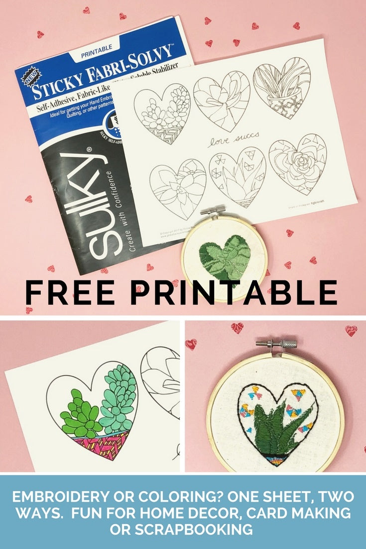 FREE Embroidery Pattern Printable - Succulent Hearts – Global Backyard Yarn